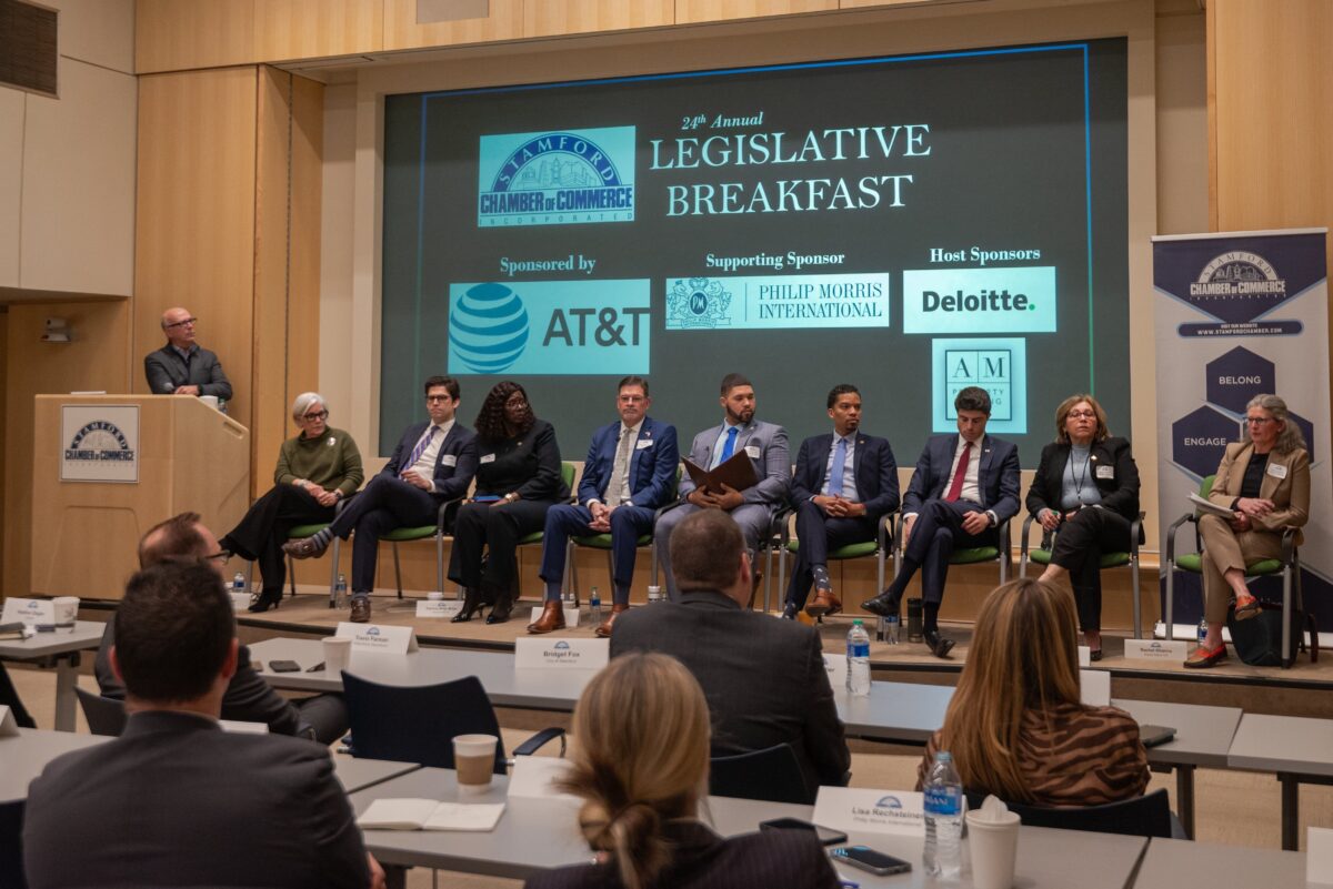 State leaders speak at Stamford Legislative Breakfast - Westfair ...