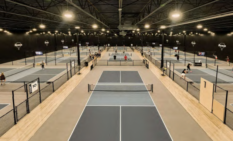 Interior of a 10-court Picklr facility. - Westfair Communications